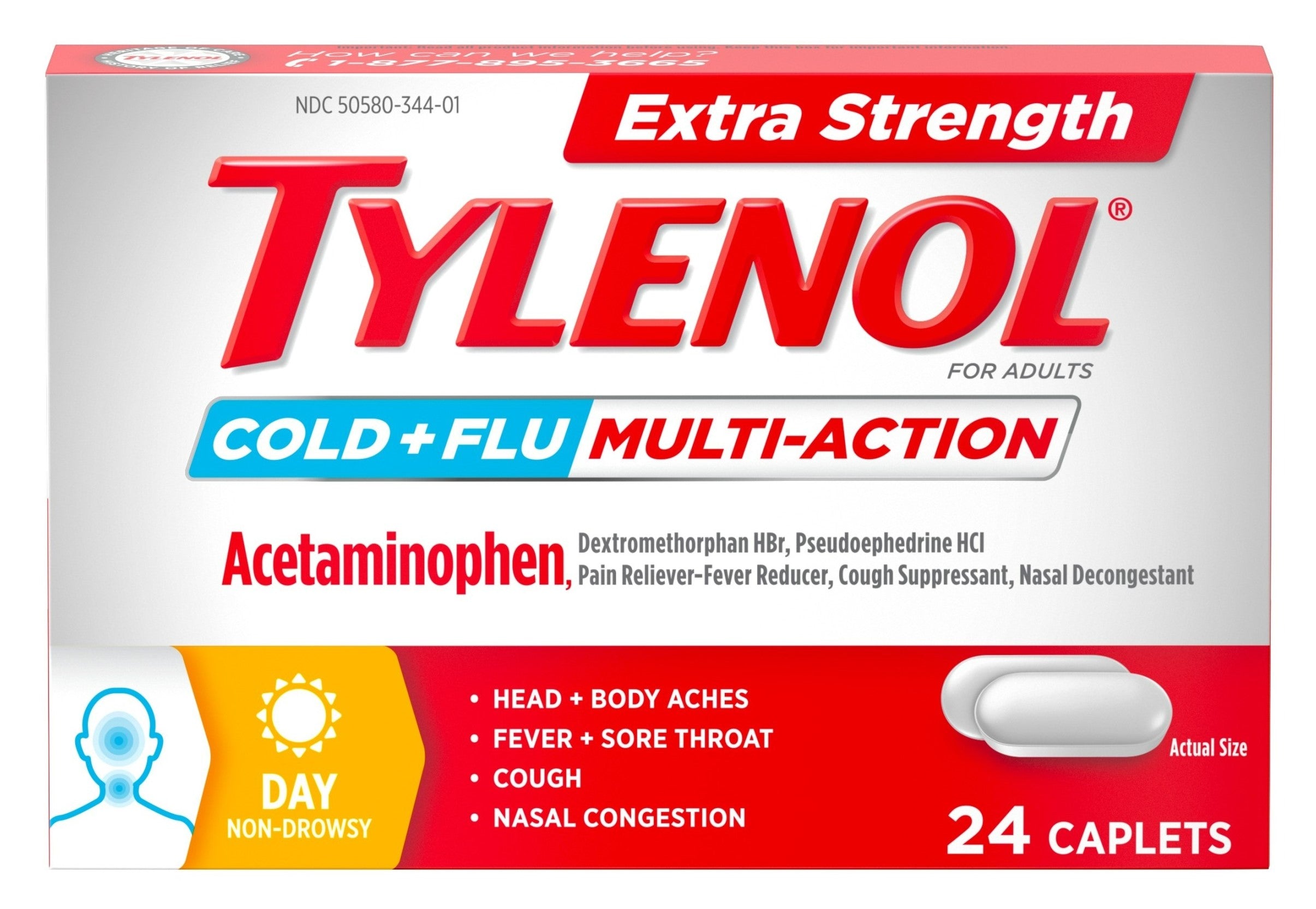 Tylenol Extra Strength Cold + Flu Multi-Action Day Caplets - 24ct/3pk