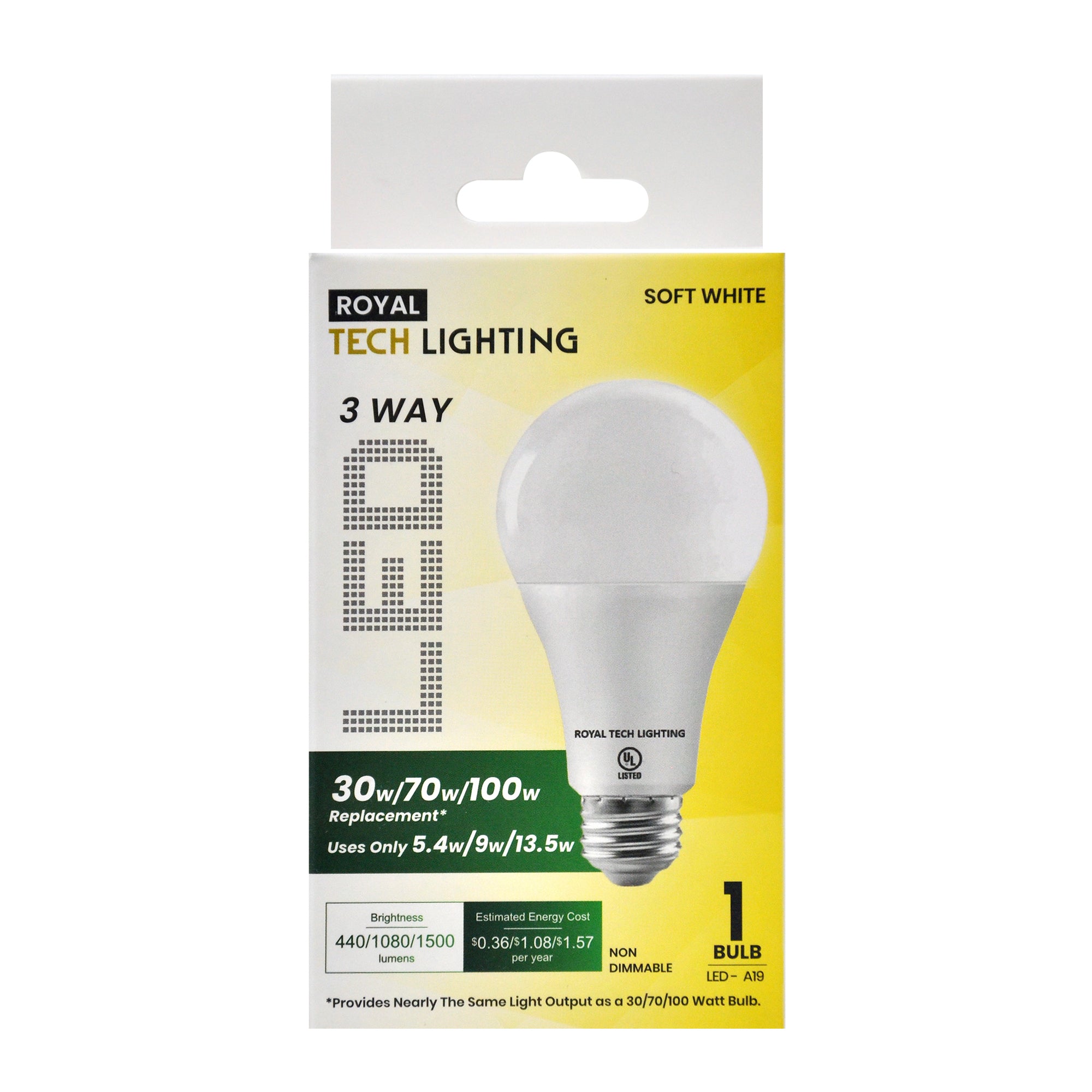 Royal Tech Lightning LED 3 Way Soft White 5.4/9/13.5W (30/70/100W repl