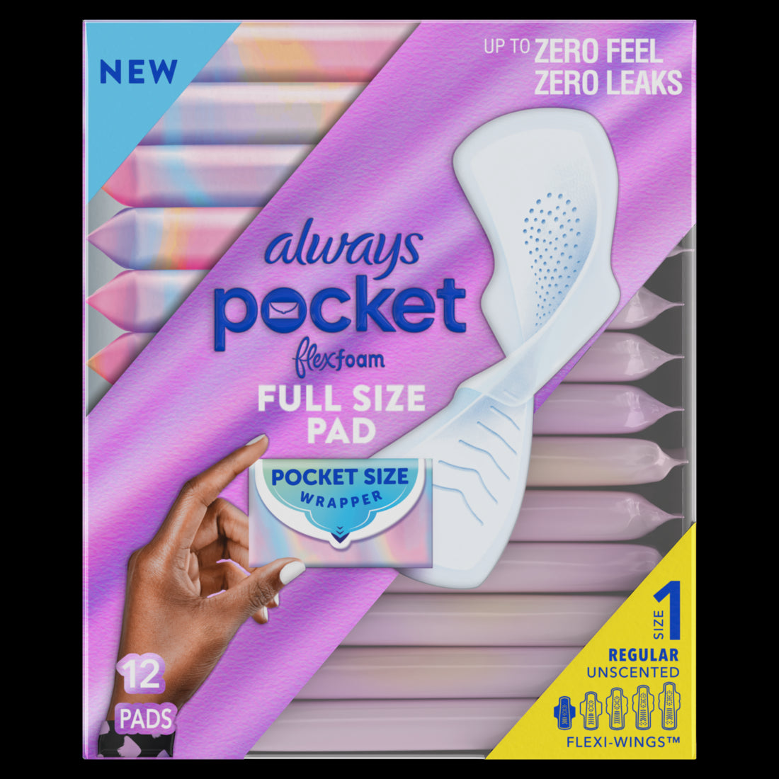 Always Pocket Feminine Pads with FlexFoam Size 1 Regular with Wings Un