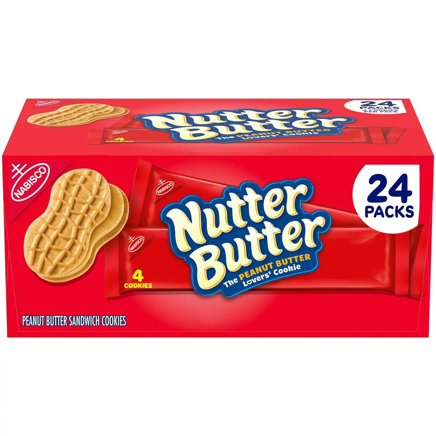 Nabisco Nutter Butter Sandwich Cookies w/Peanut Butter - 1.9oz/24pk