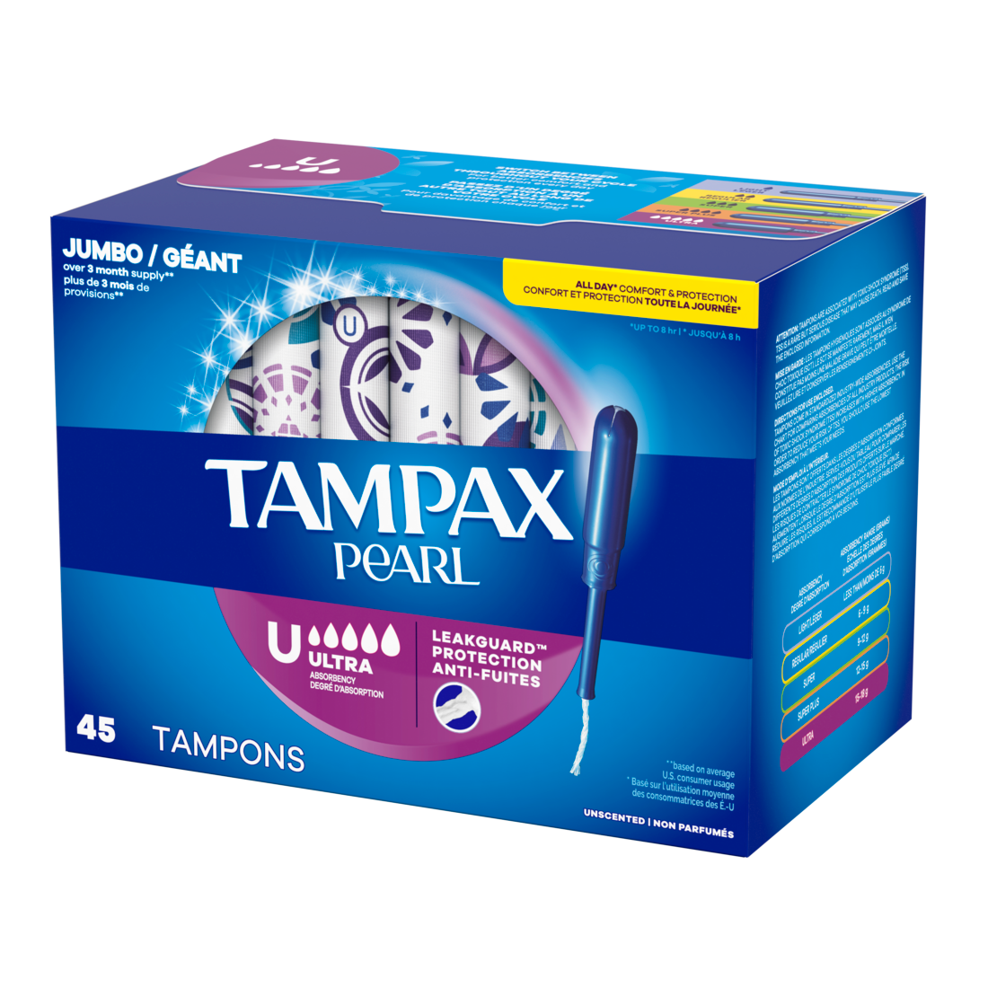 Tampax Pearl Tampons with LeakGuard Braid Ultra Absorbency Unscented